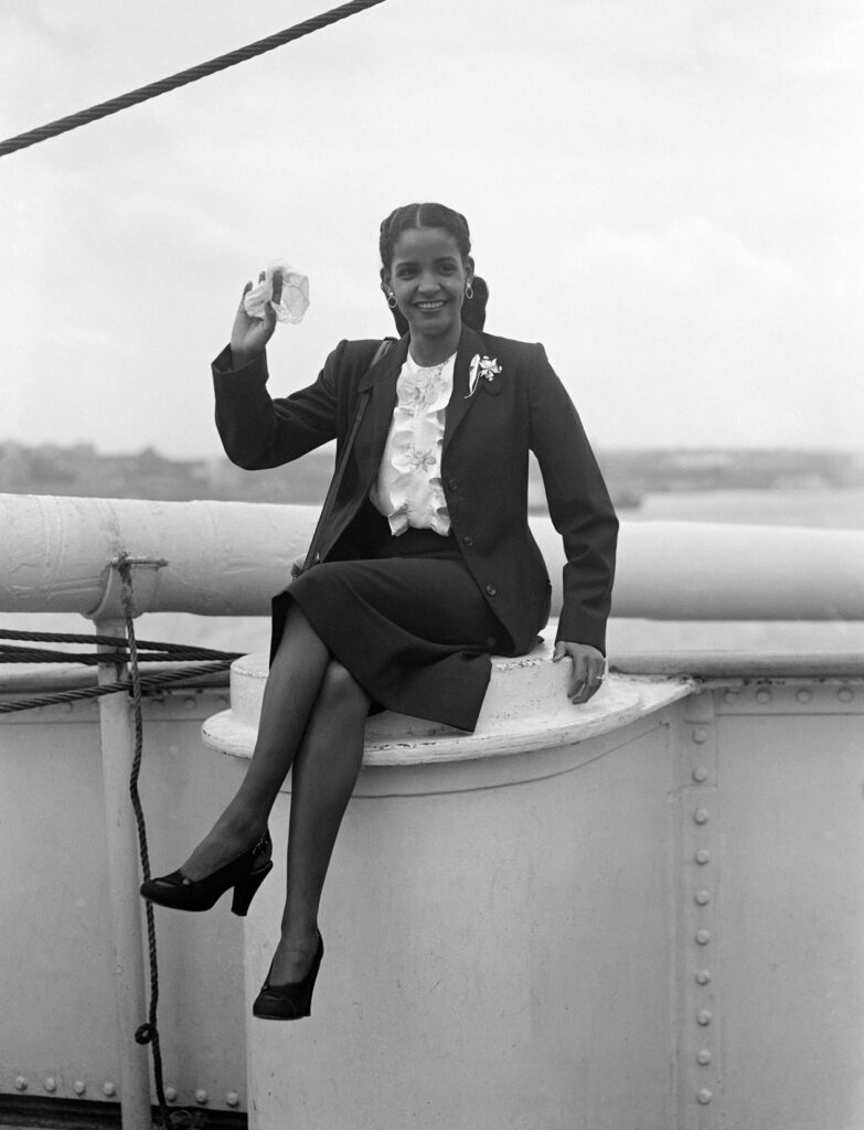 Mona Baptiste on board the Empire Windrush