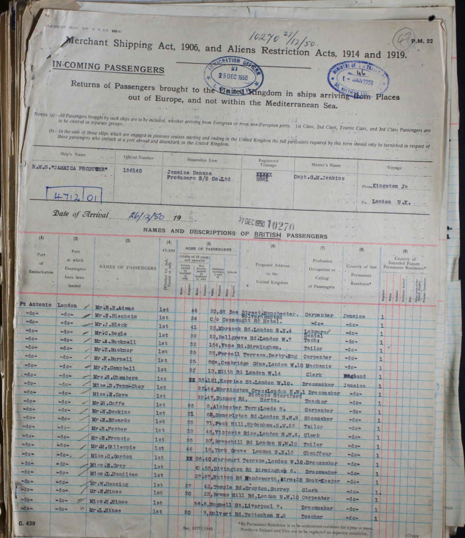 DECEMBER 1950 LIST | Historycal Roots